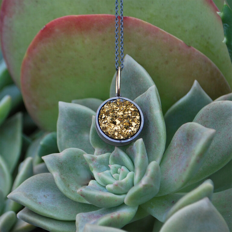 Gold Drusy Round Necklace by Roost - Seven Colonial