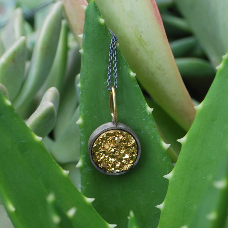 Gold Drusy Round Necklace by Roost - Seven Colonial