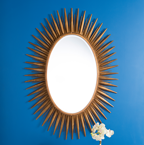 Gold Finish Spiky Oval Mirror by Livabliss - Seven Colonial