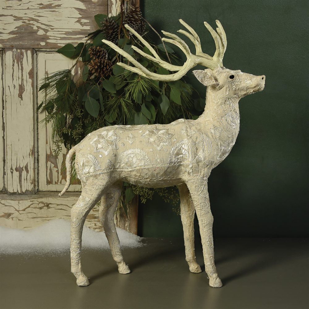 Extra Large Standing White Scandinavian Stag by HomArt - Seven Colonial