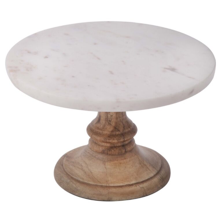 Small Marble and Wood Cake Plate by BIDKhome - Seven Colonial