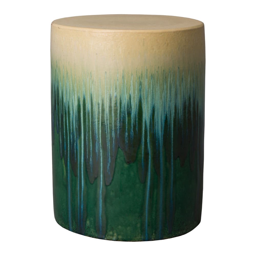 Round Garden Stool with a Green Cascade Glaze - Seven Colonial