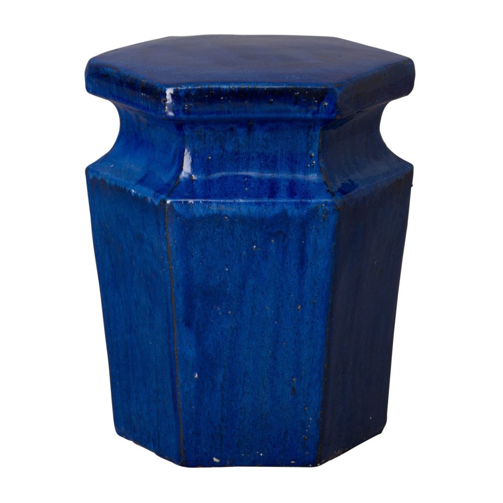 Hex Garden Stool/Table with Blue Glaze - Seven Colonial