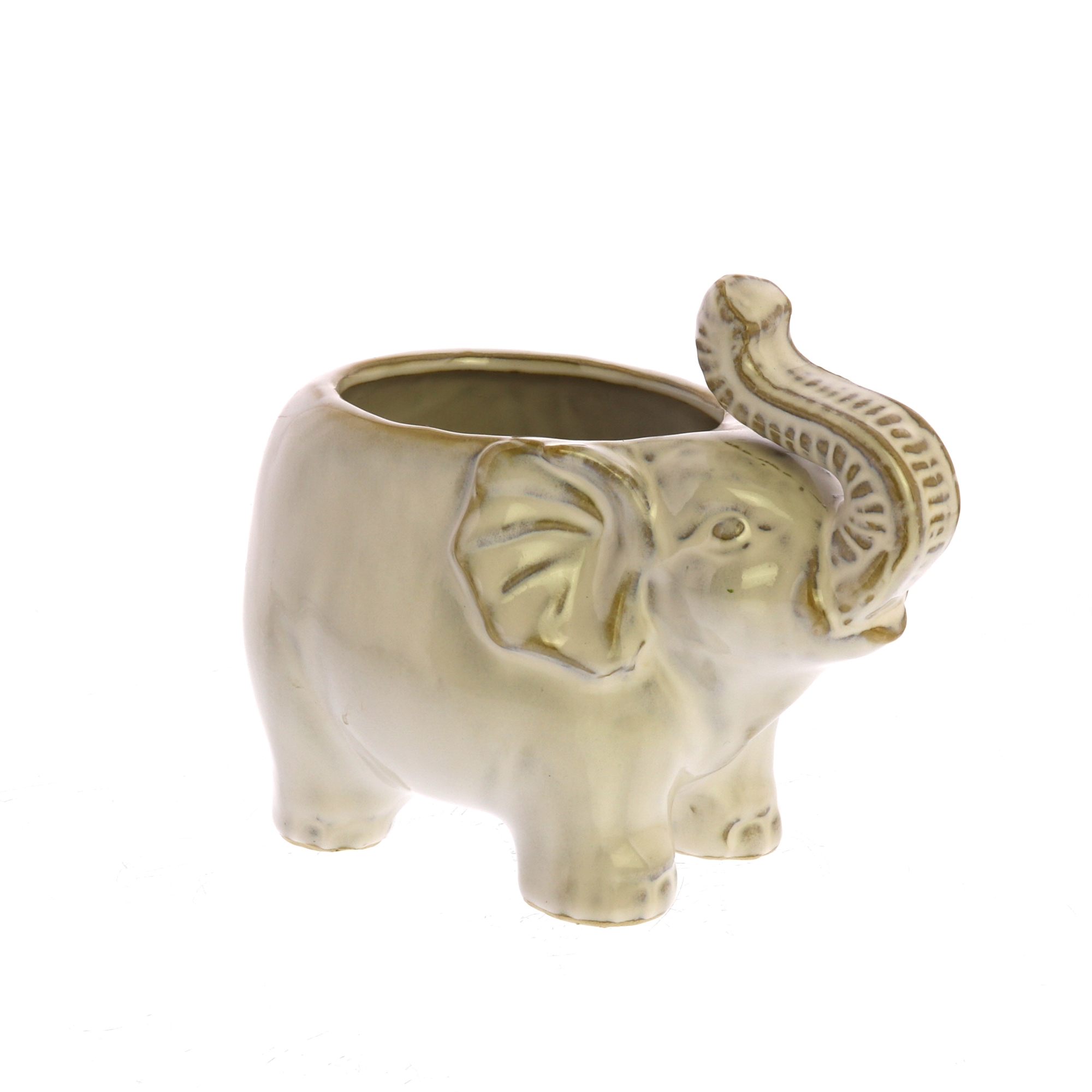 Fancy White Ceramic Elephant Cachepot by HomArt - Seven Colonial