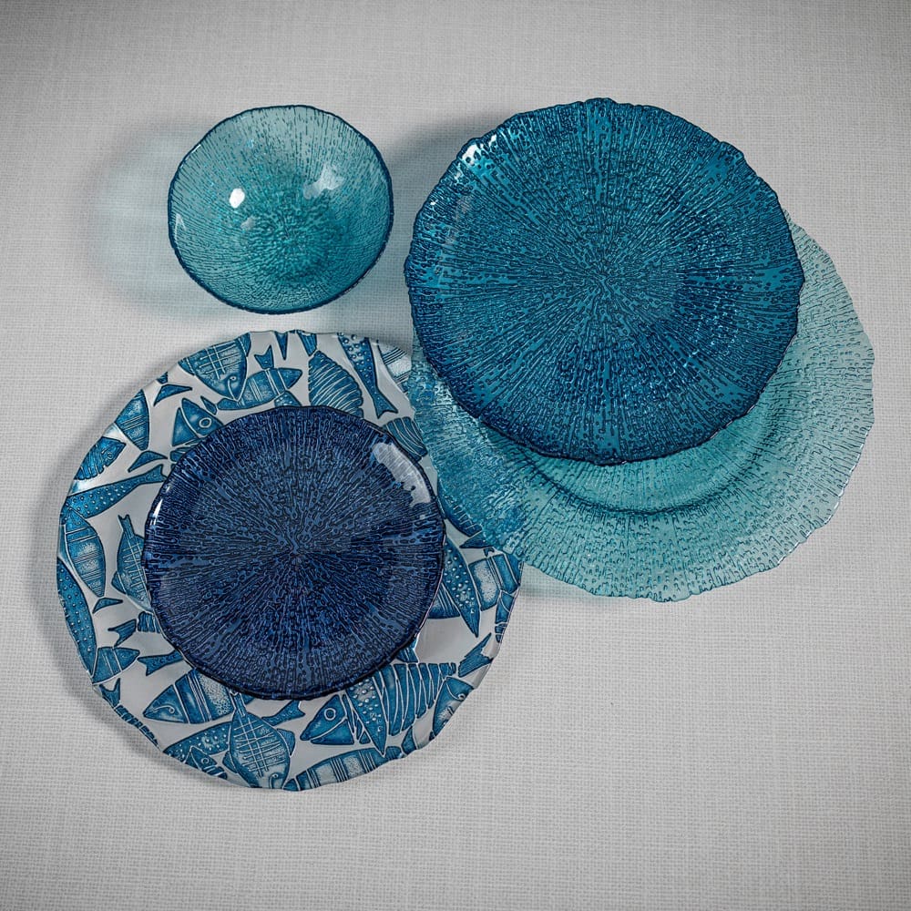 Exuma Aqua Blue Glass Bowls Set of 6 by Zodax - Seven Colonial