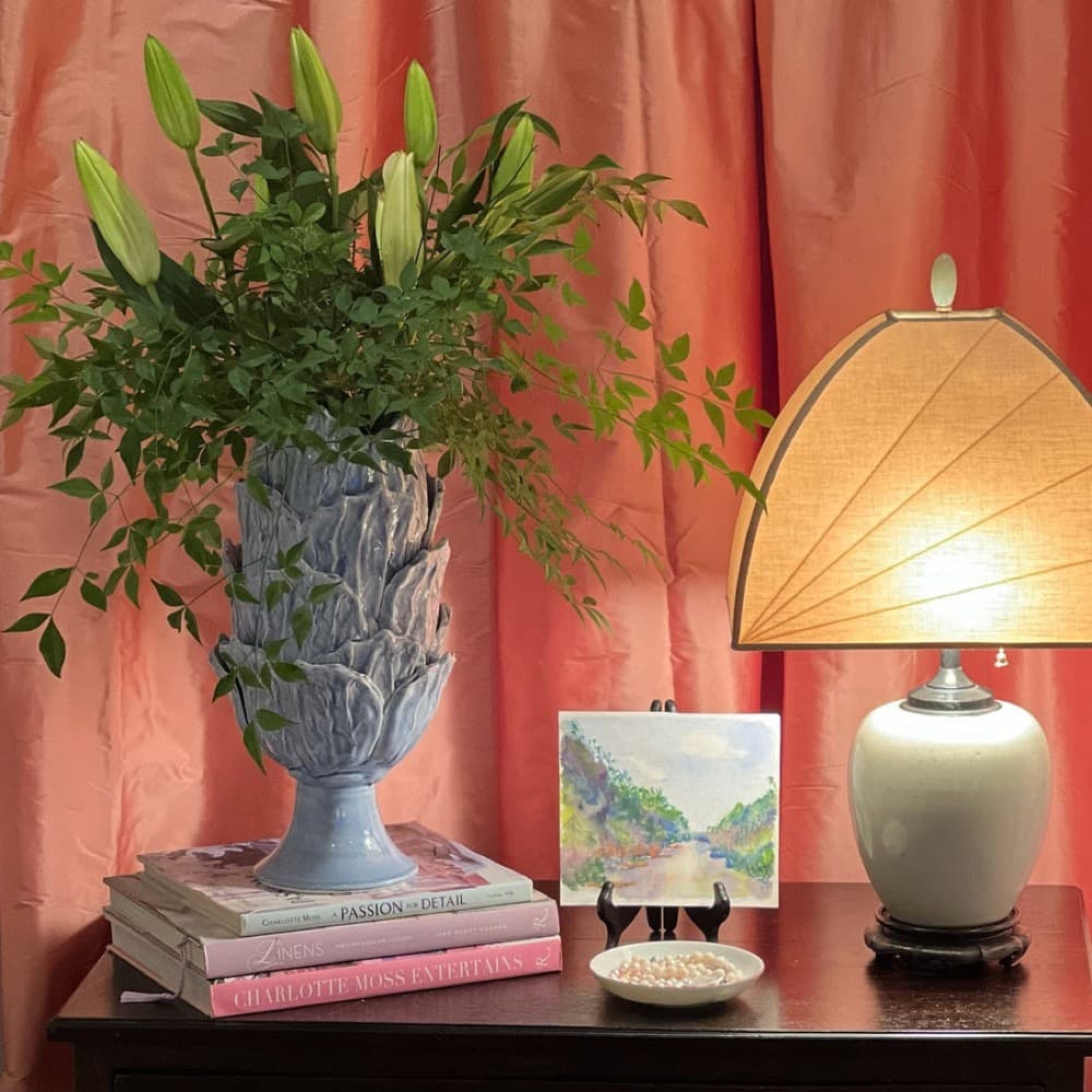 Periwinkle Foliage Footed Vase by Abigails - Seven Colonial