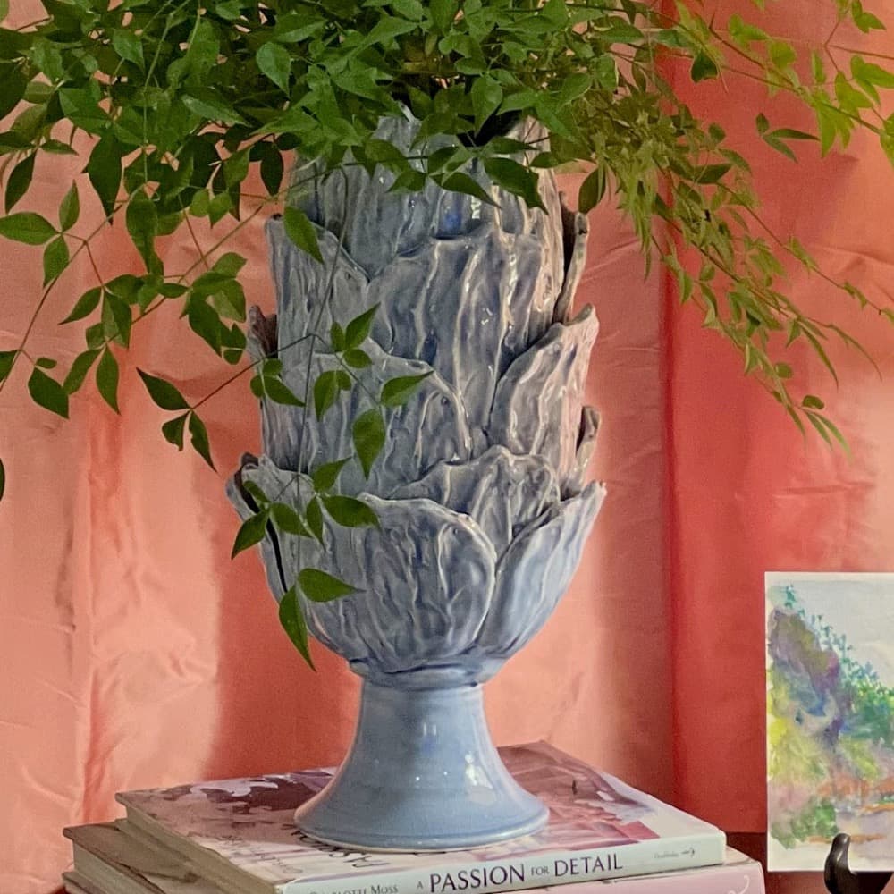 Periwinkle Foliage Footed Vase by Abigails - Seven Colonial