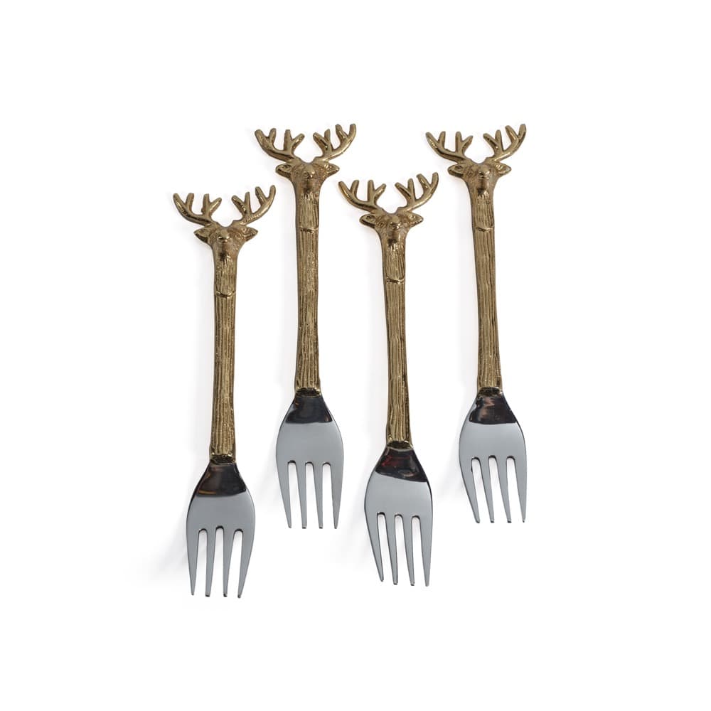 Peura Stag's Head Hors d 'Oeuvre Forks, Set of 4 by Zodax - Seven Colonial
