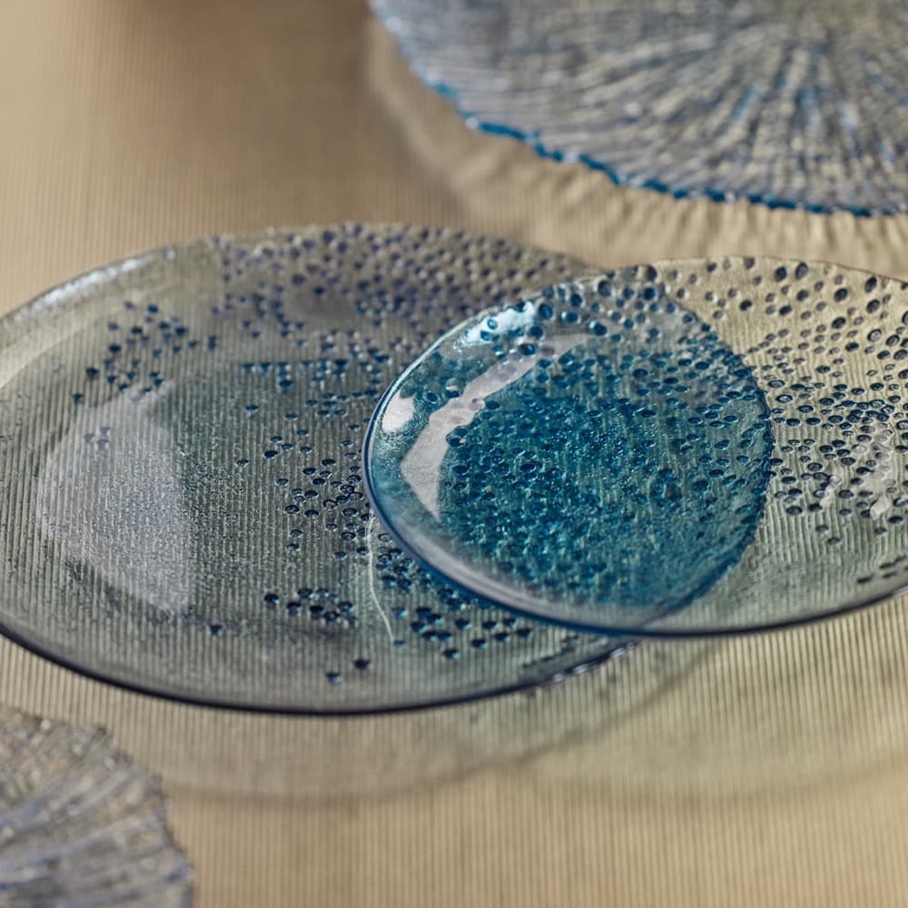Hoku 11" Dotted Glass Plates, Set of 6 by Zodax - Seven Colonial