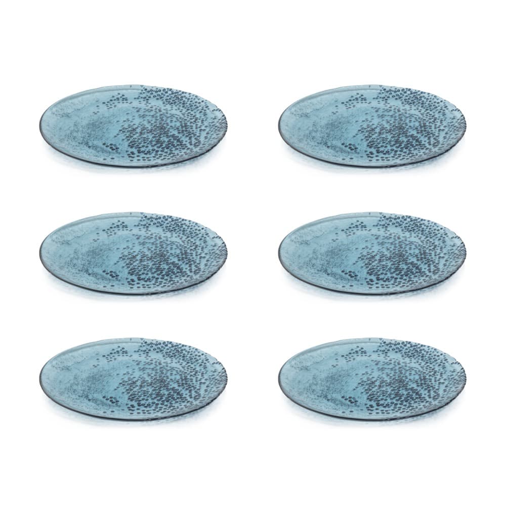 Hoku 11" Dotted Glass Plates, Set of 6 by Zodax - Seven Colonial
