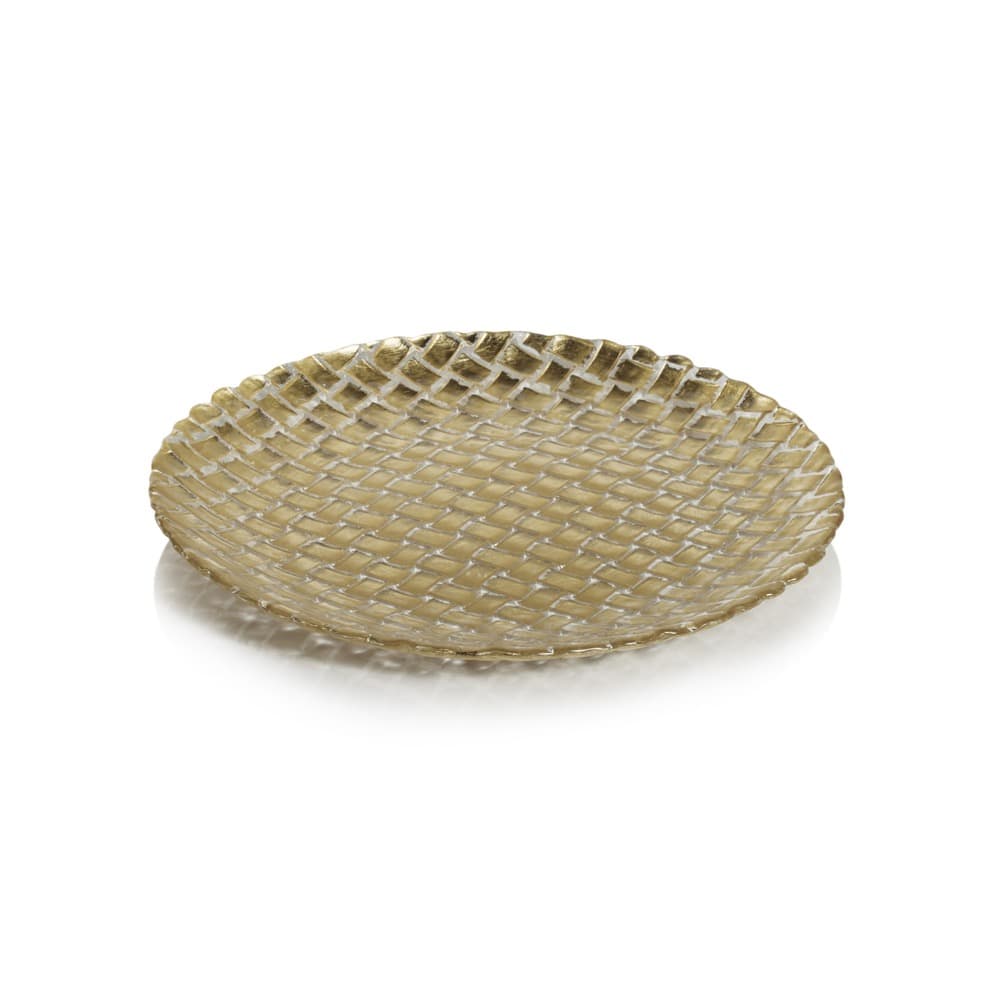 Nova 8.25" Braided Gold Glass Plates, Set of 6 by Zodax - Seven Colonial