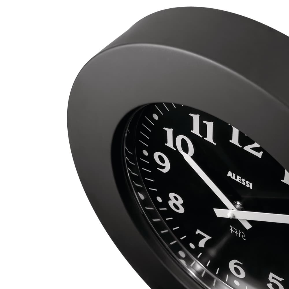 Momento Black Stainless Steel Wall Clock by Alessi - Seven Colonial