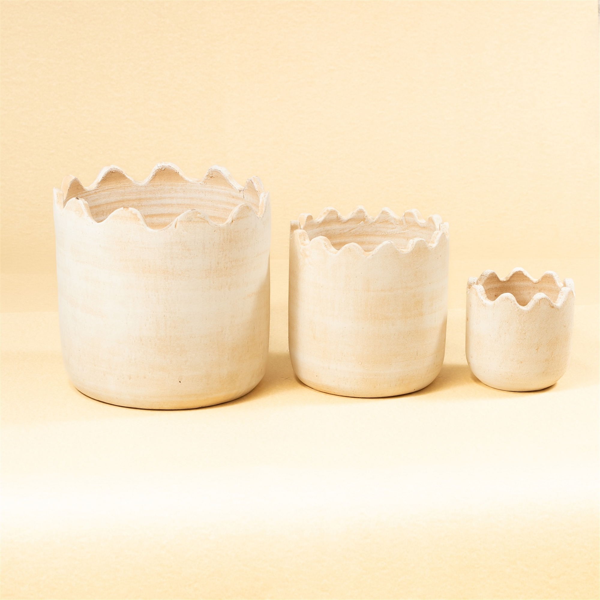 White Ivory Wave Pots by BIDKhome - Seven Colonial