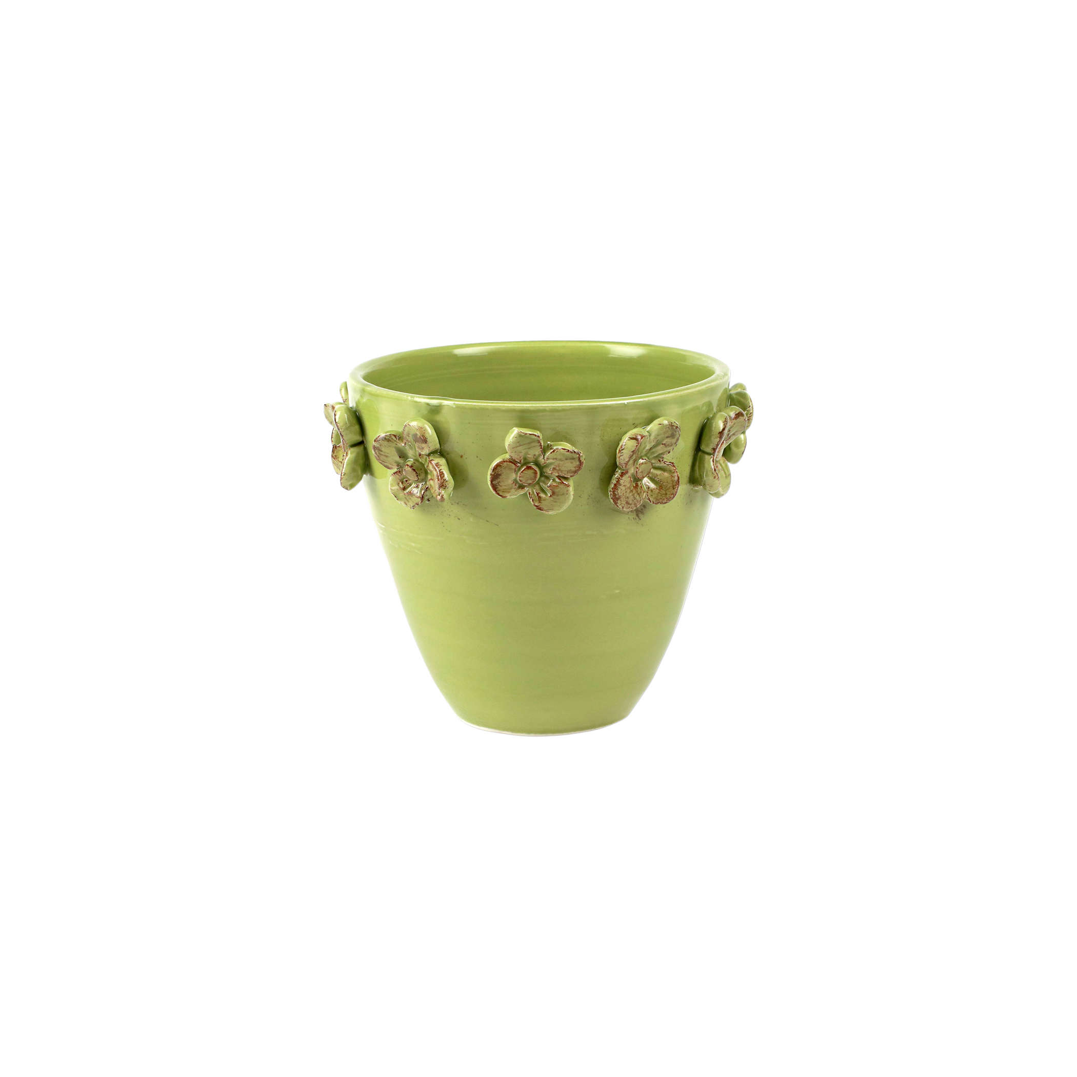 Rustic Garden Pistachio Flower Small Cachepot by VIETRI - Seven Colonial
