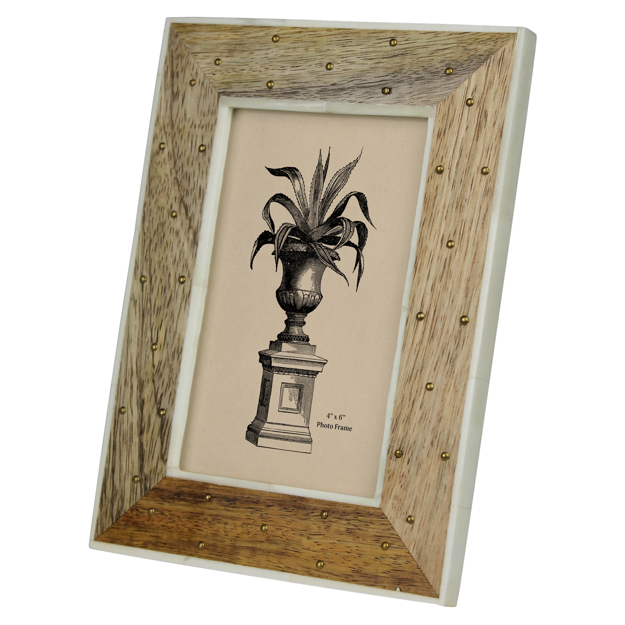 Mango Wood, Brass and Bone 4 x 6 Frame by HomArt - Seven Colonial