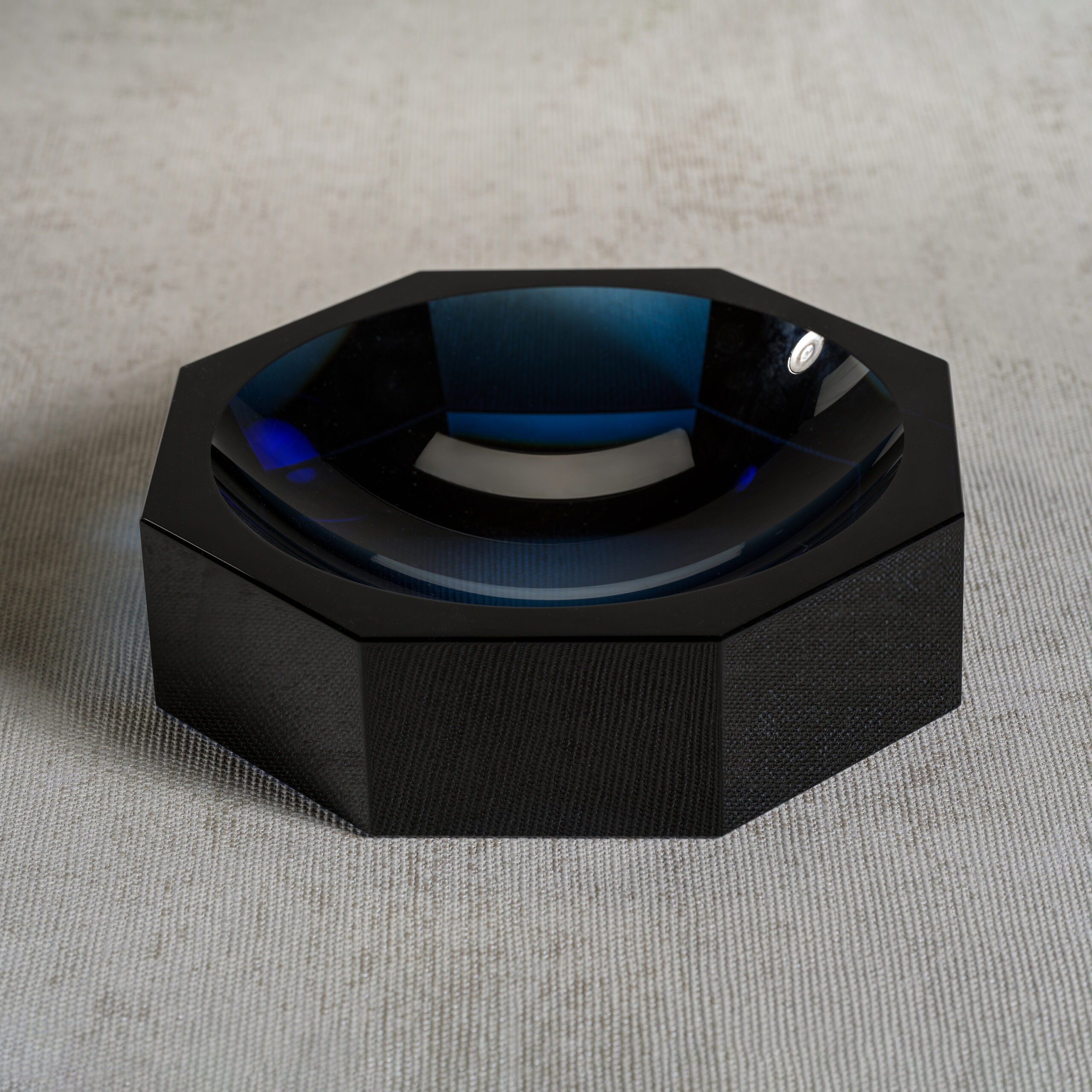 Carmac Octagon Crystal Glass Bowl, Deep Blue by Zodax - Seven Colonial