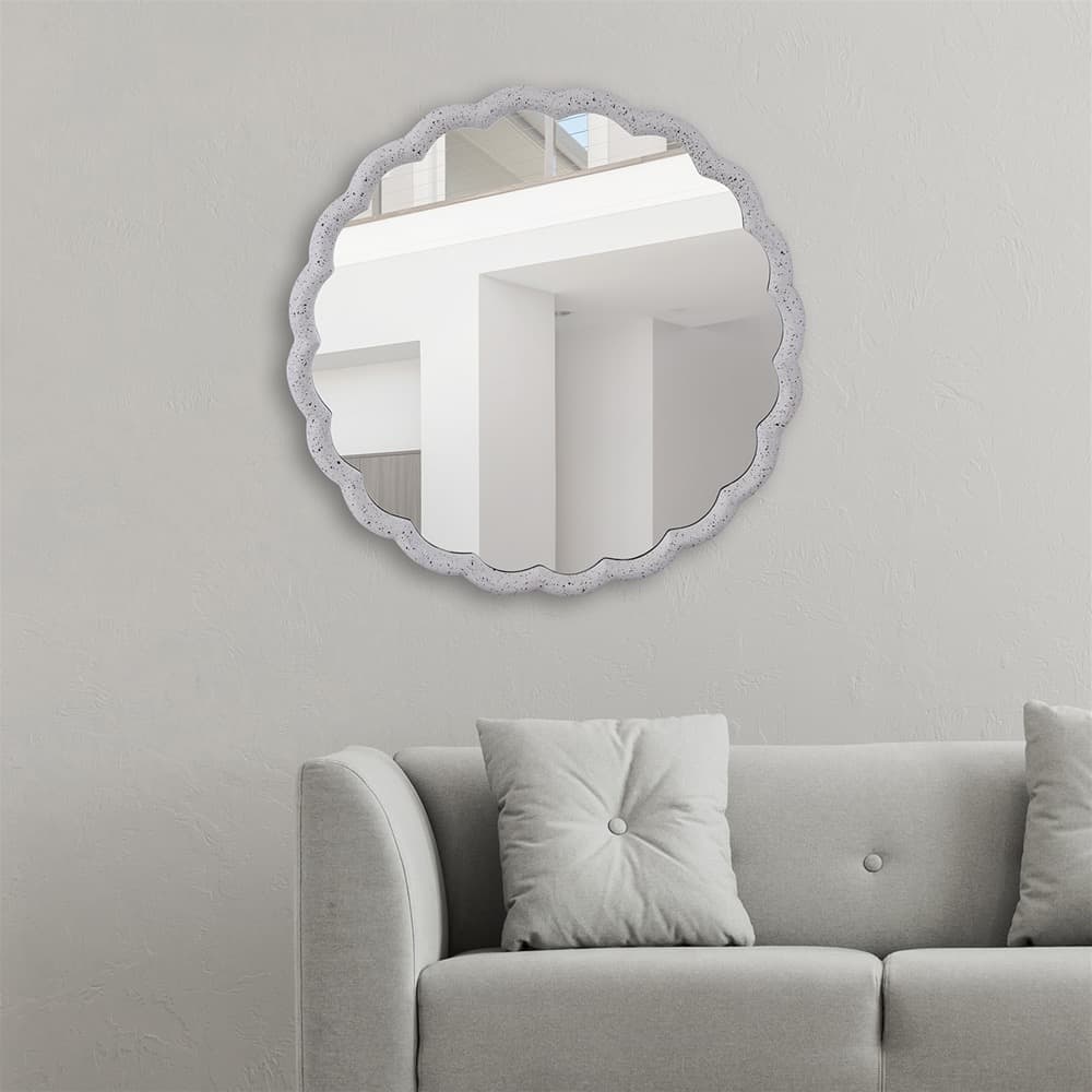 Large White Aluminum Wave Mirror by BIDKhome - Seven Colonial