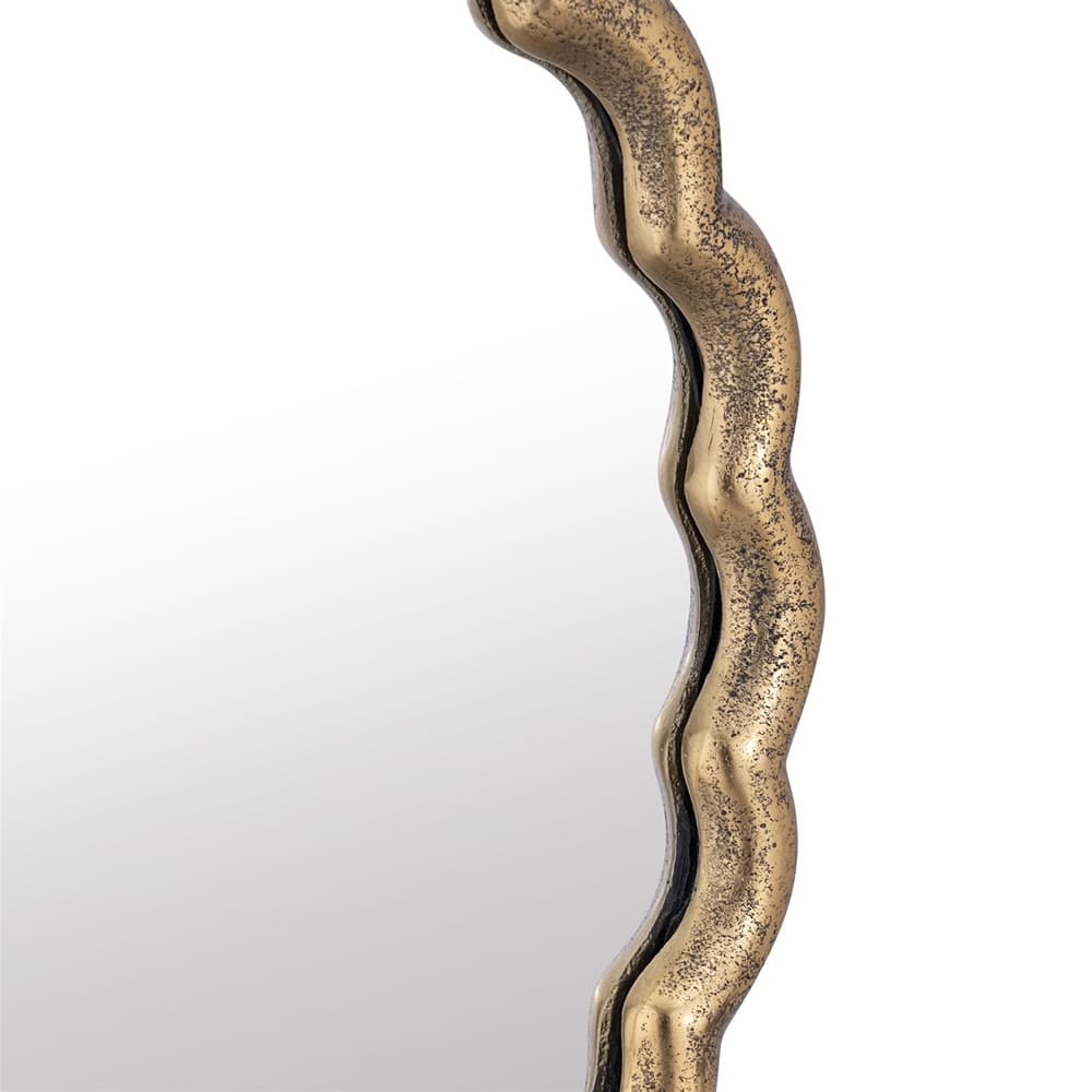 Small Antique Brass Wave Mirror by BIDKhome - Seven Colonial