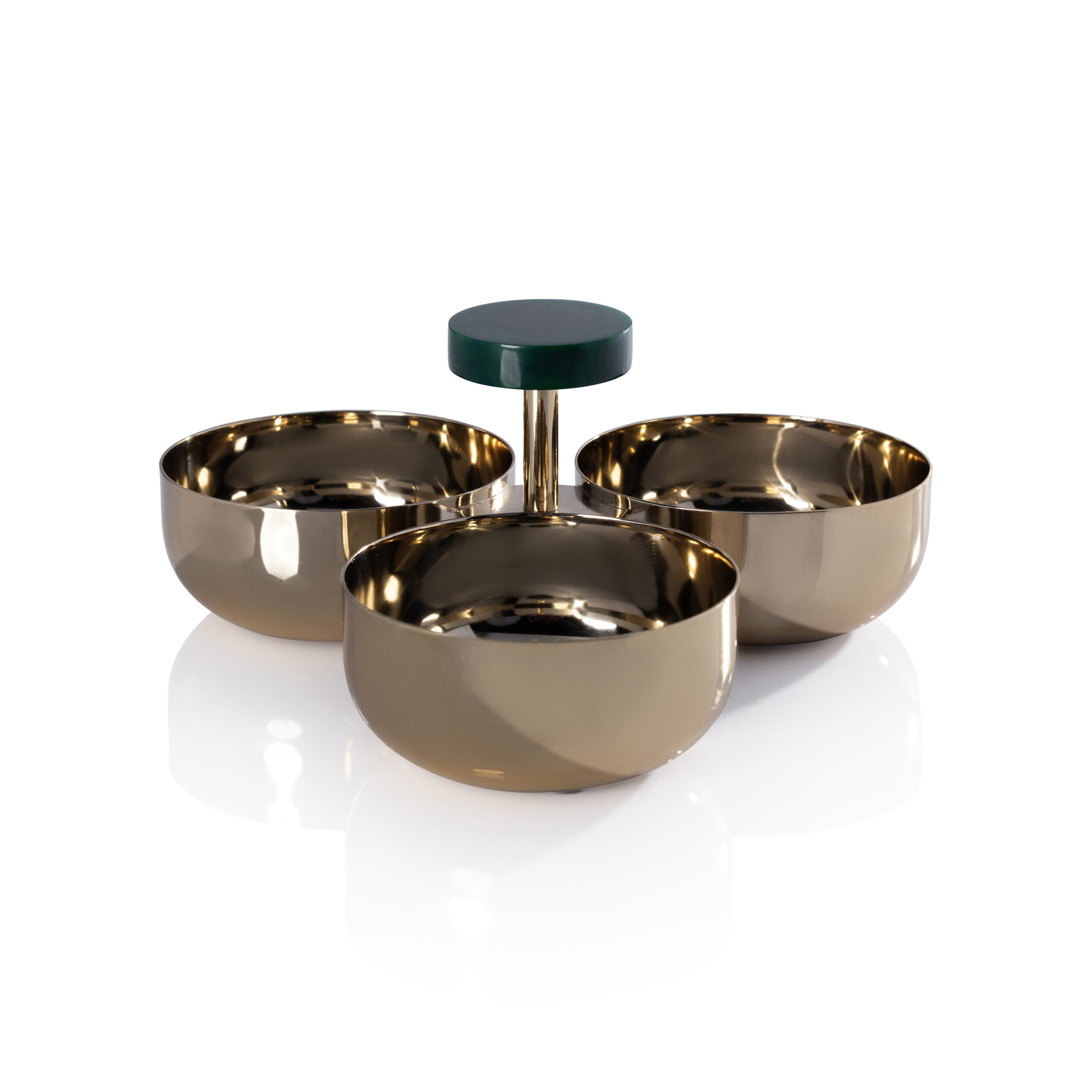 Spiga Stainless Steel Condiment Set, Gold w/ Green Accent by Zodax ...