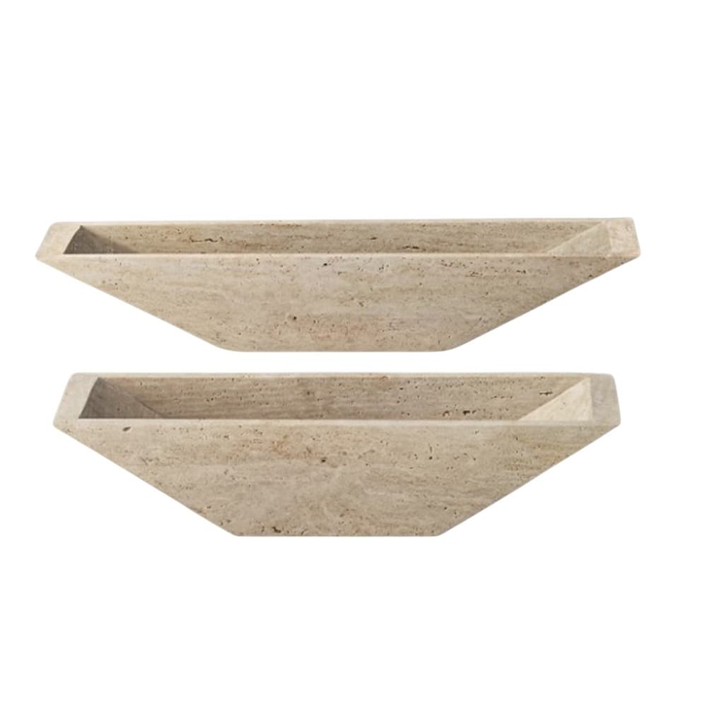 Cream Travertine Trays by BIDKhome - Seven Colonial