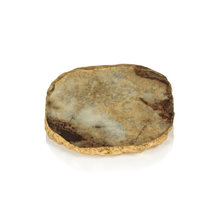 Agate Marble Glasses Coasters with Gold Rim in Brown Tone Set of 4 by ...